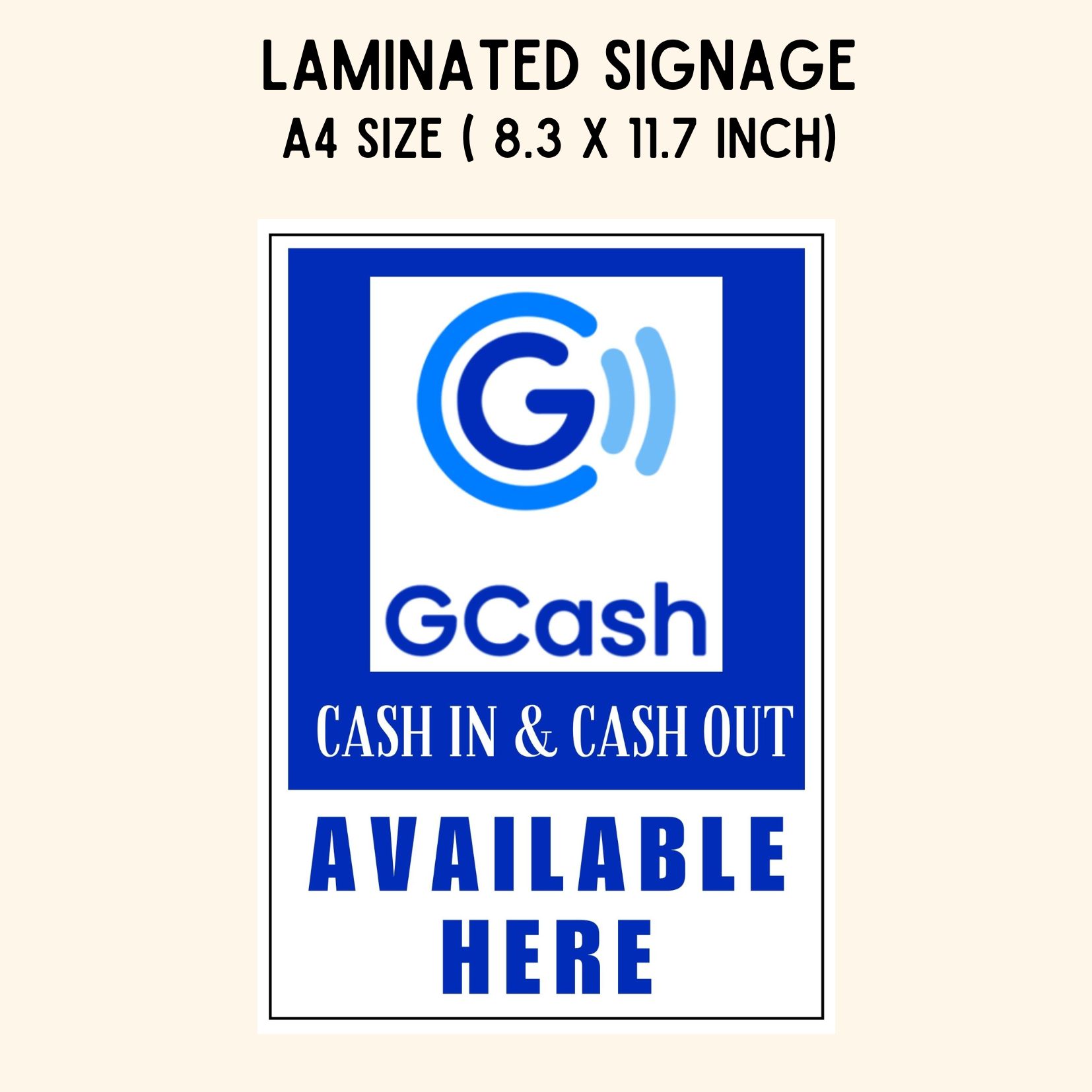 Gcash Cash In Cash Out Signage LAminated a4 | Lazada PH