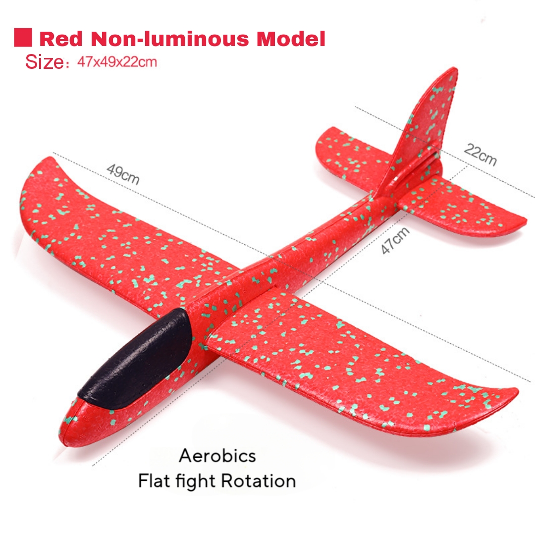 49cm Large Luminous Foam Airplane Hand Throwing Rotary Air plane Light ...