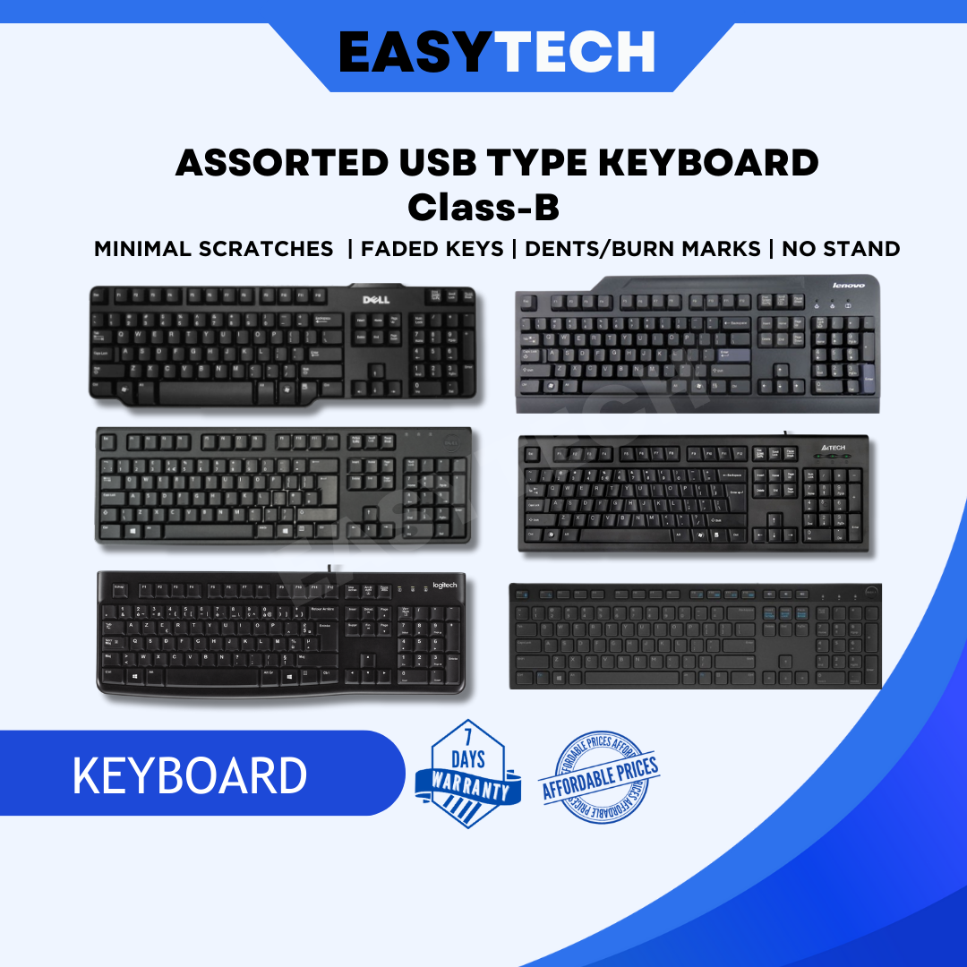 EASYTECH | CLASS B Assorted Heavy Duty Branded USB Type Wired Keyboard ...