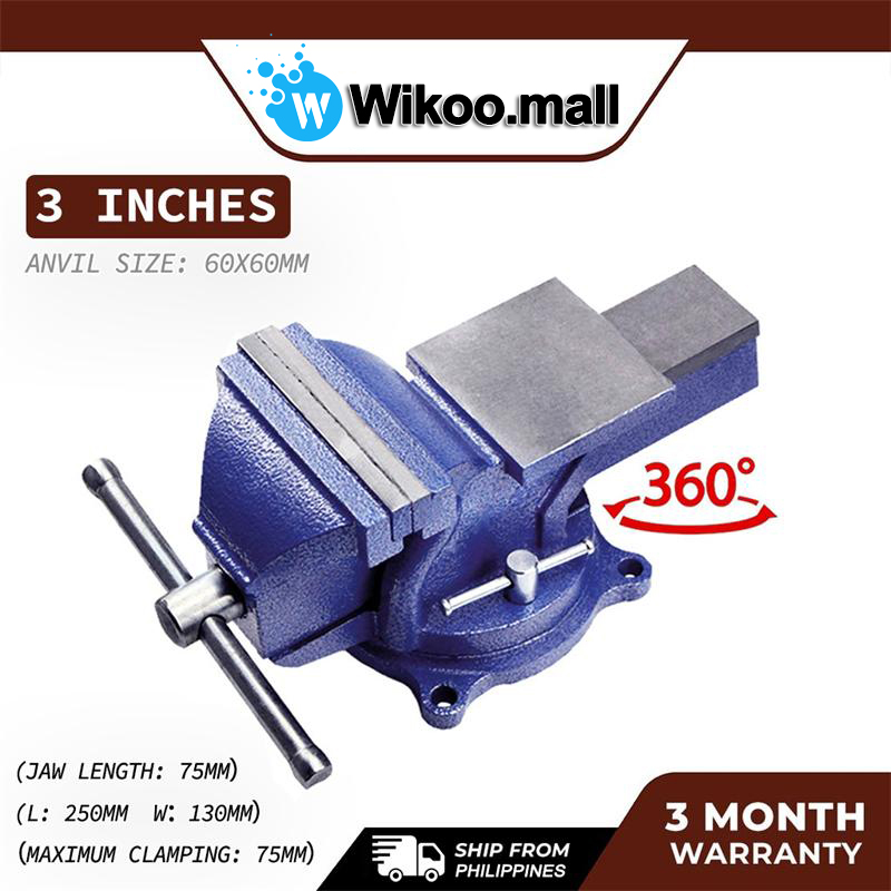 Bench Vise Original Heavy Duty Steel Swivel Clamp Bench Vise 360° Swivel Base Cast Iron Bench ...
