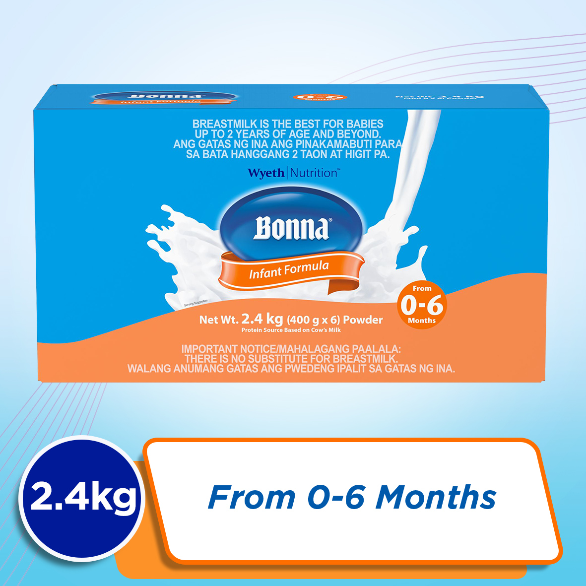 Wyeth® BONNA® Stage 1 Infant Formula for 0 to 6 months, Sachet in Box ...