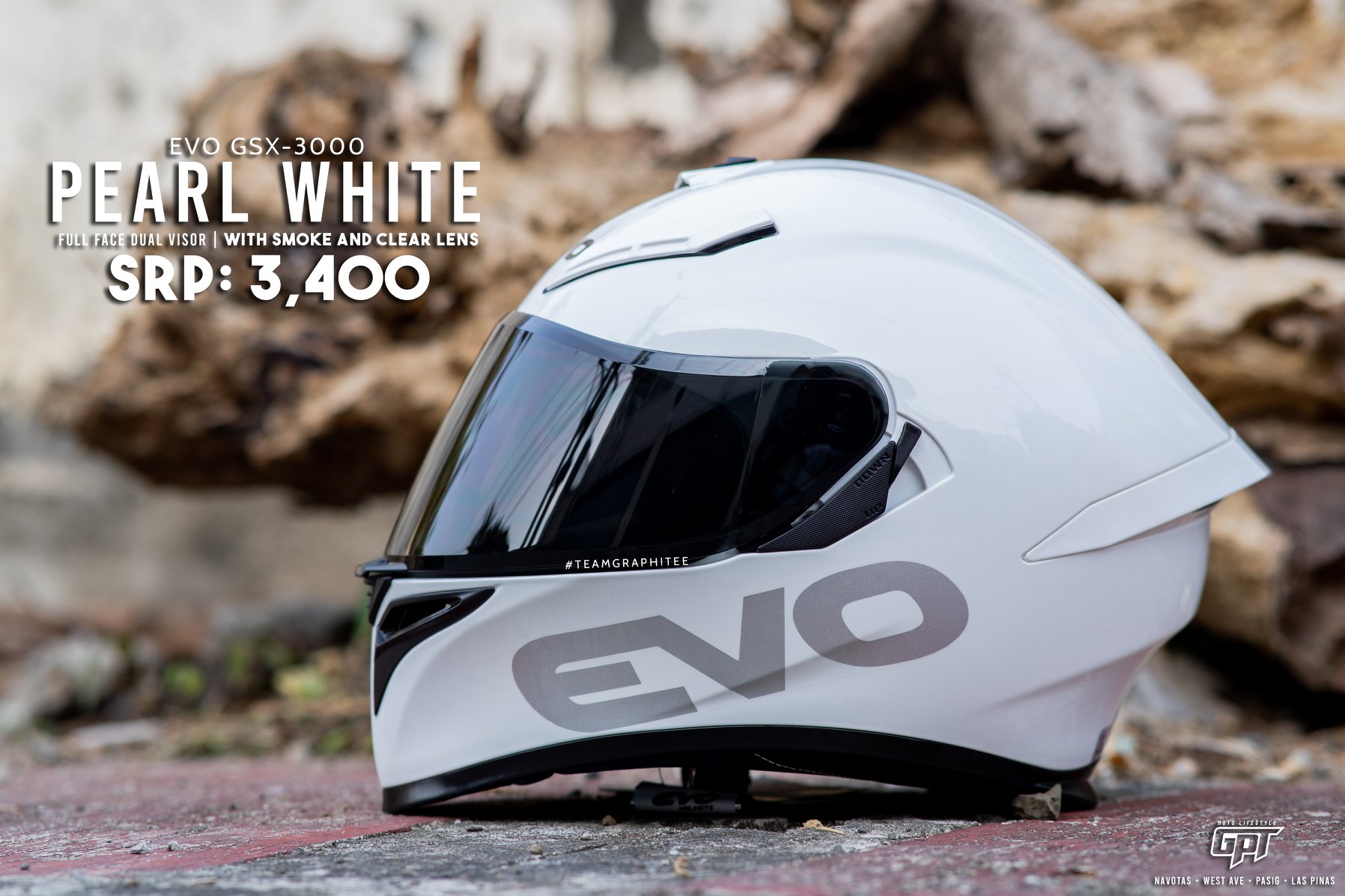 EVO GSX-3000 (PEARL WHITE) FULL FACE HELMET Shopee Philippines ...