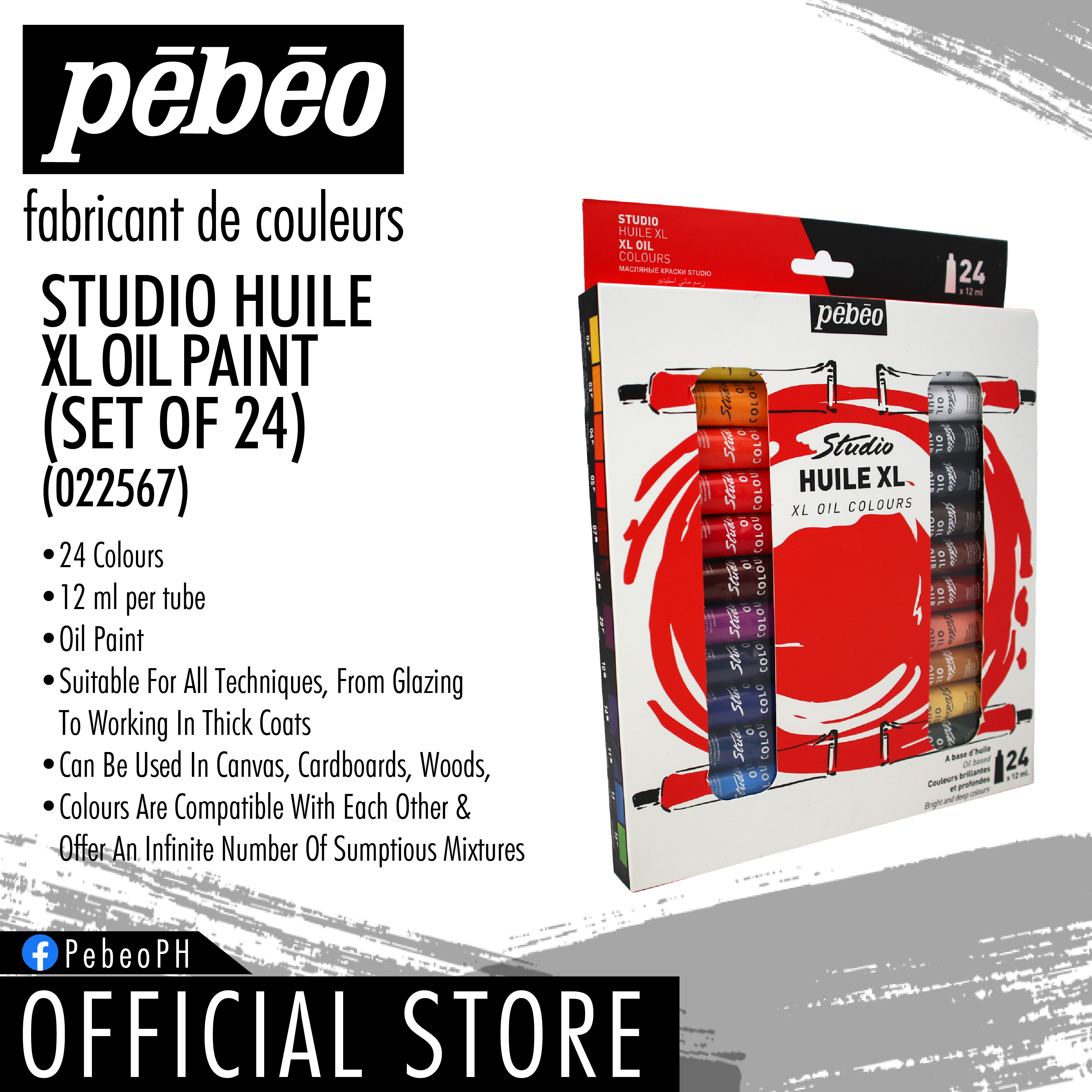 PEBEO Studio Huile XL Oil Paint | Set of 24 | 12 ml | 668620 | Lazada PH