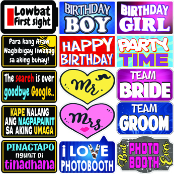Photobooth props 15pcs set on 1.5mm sintraboard | Lazada PH