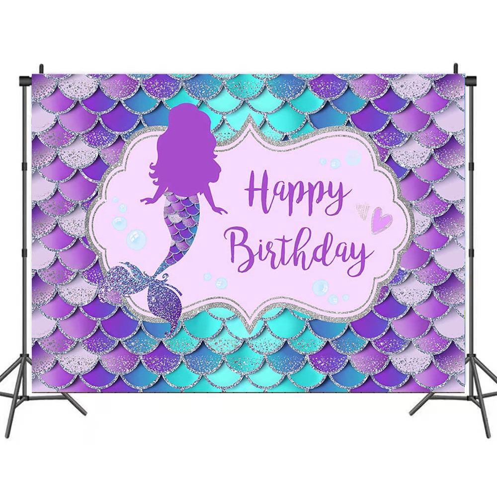 Mermaid Theme Backdrop Birthday Party Photography Background Banner for ...