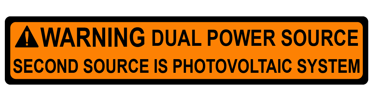 Solar PV Photovoltaic System Label Sign Warning Dual Power Source Vinyl ...