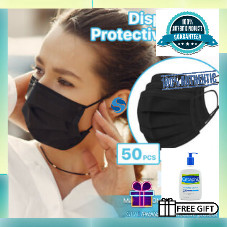 STNDRD 3ply Black 50pcs ply Disposable Surgical FaceMask Makapal FDA ...