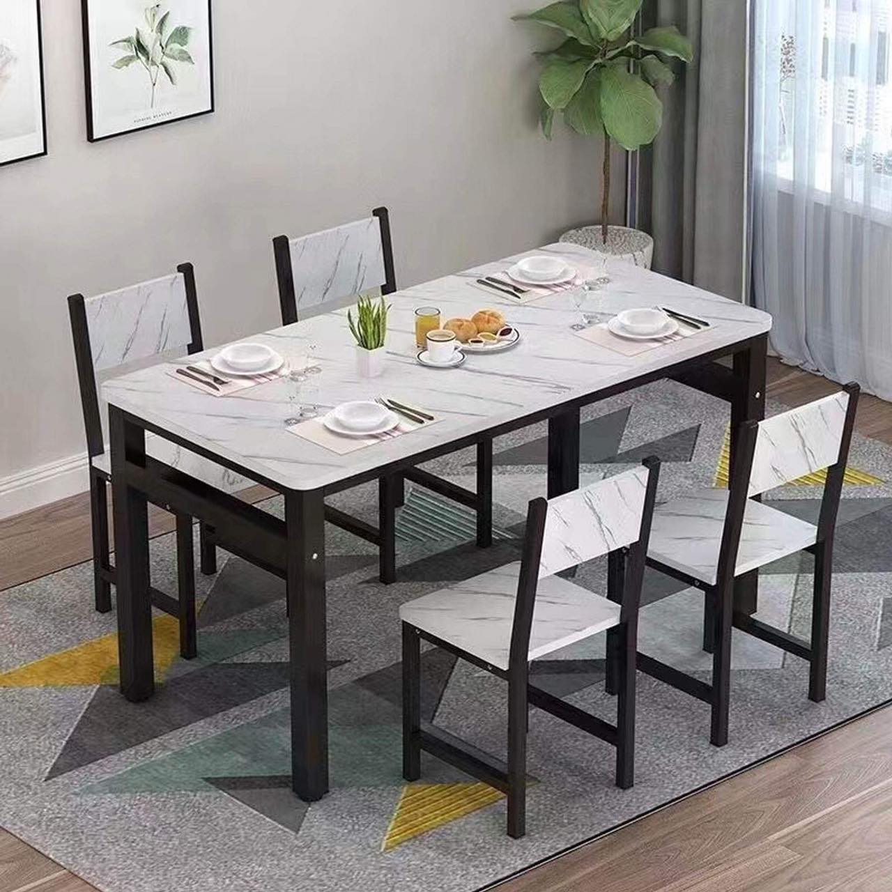 Table Set- Durable Dining Table 1 table 4 chairs Set For Home Dining ...