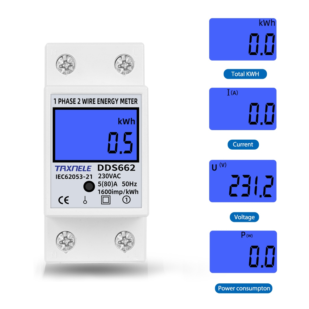Din Rail Digital Single Phase Reset Zero Energy Meter kWh Voltage ...