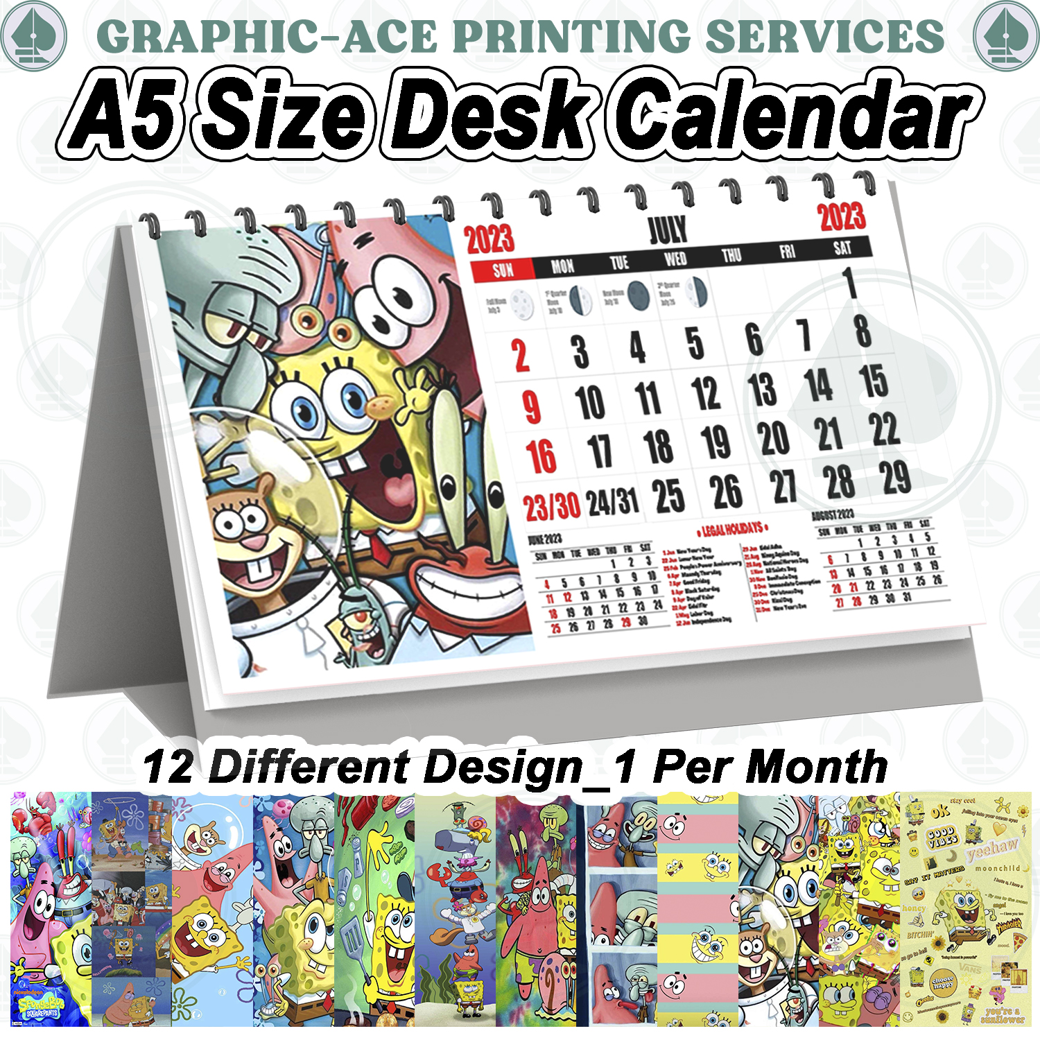 Sponge 2023 Desk Bob Table Calendar 2023 Glossy | Lazada PH