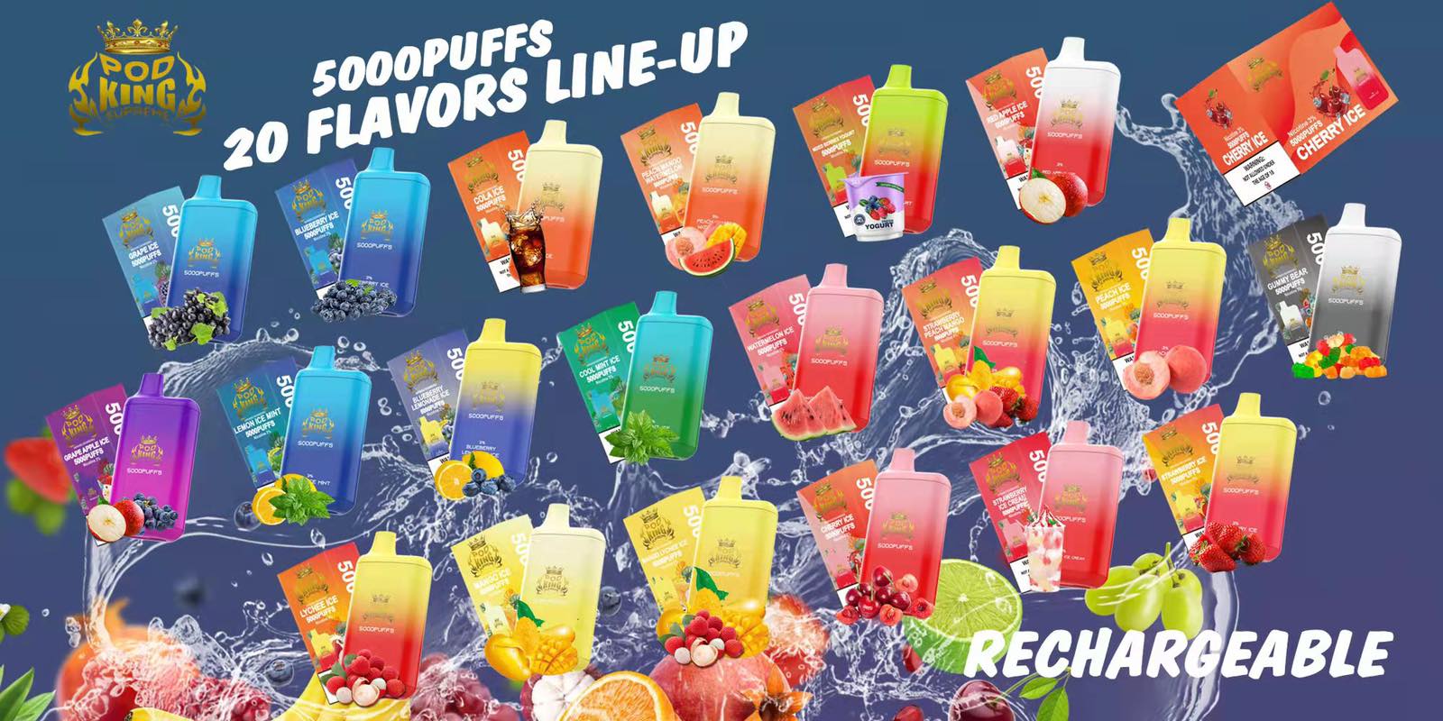 POD KING SUPREME Rechargeable Disposable PUFF PLUS 5000 Puffs ...