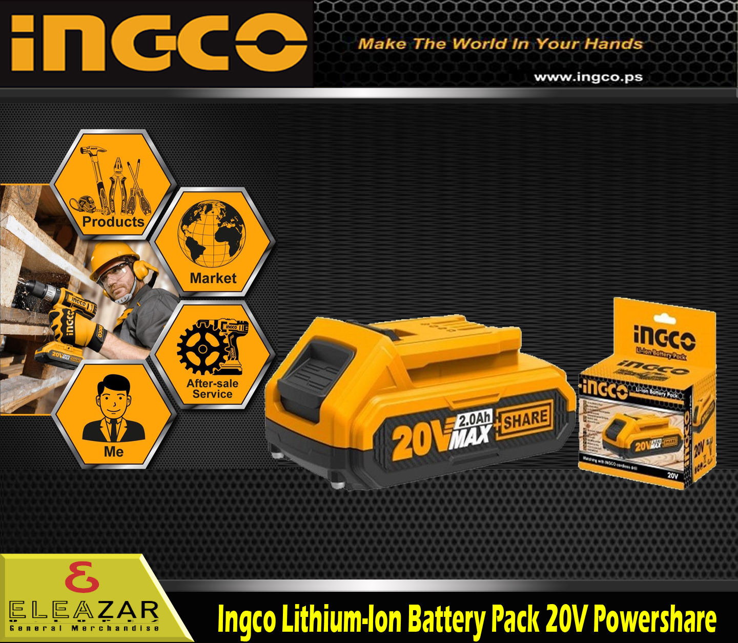 INGCO - Lithium-Ion Battery Pack 20V Powershare - FBLI20011 | Lazada PH