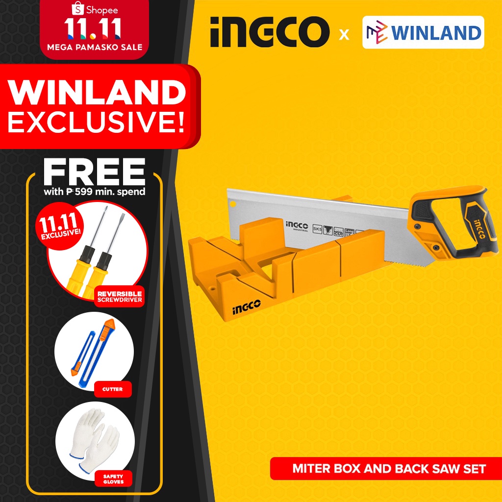 INGCO by Winland Miter Box Mitre and Back Saw Lagari SET HMBS3008 ...