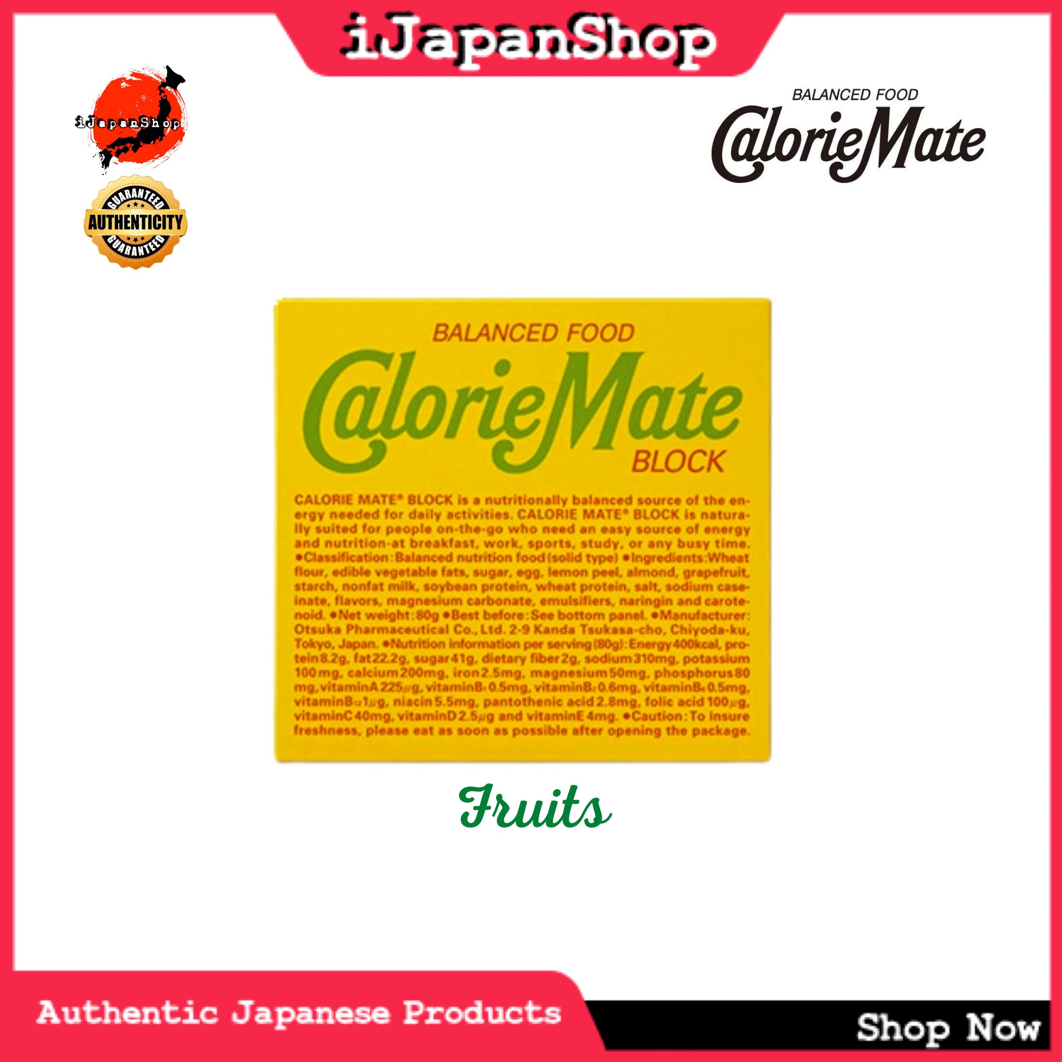 MADE IN JAPAN CALORIE MATE BALANCED FOOD DIET PROTEIN BAR 4 BARS 80G ...