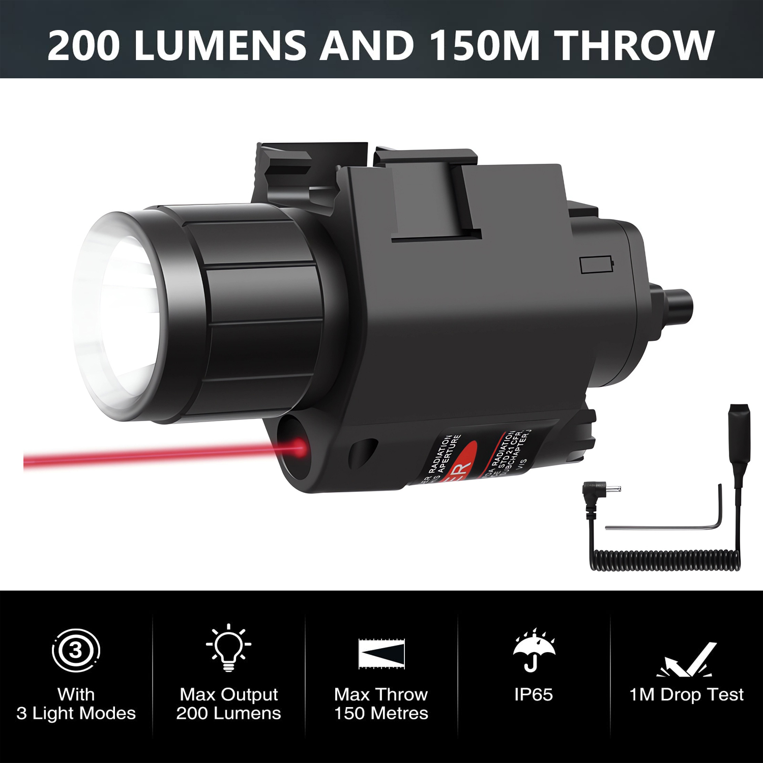 100% Original Tactical Red Dot Laser Sight LED Flashlight Combo With ...