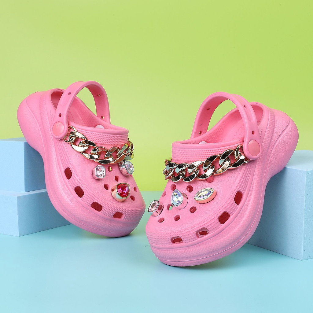 Kids Girl Bae Clog Crocs Thick sole with chain Accesories | Lazada PH