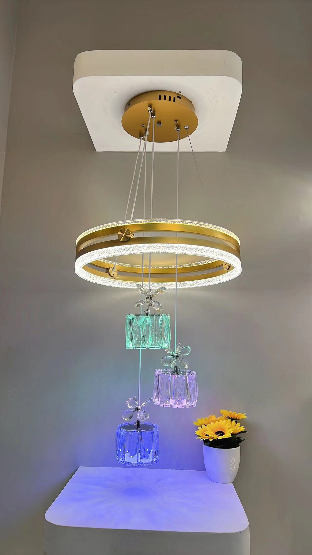 【New Arrival】Pendant Light Rings Circle Crystal Chandelier Ceiling ...