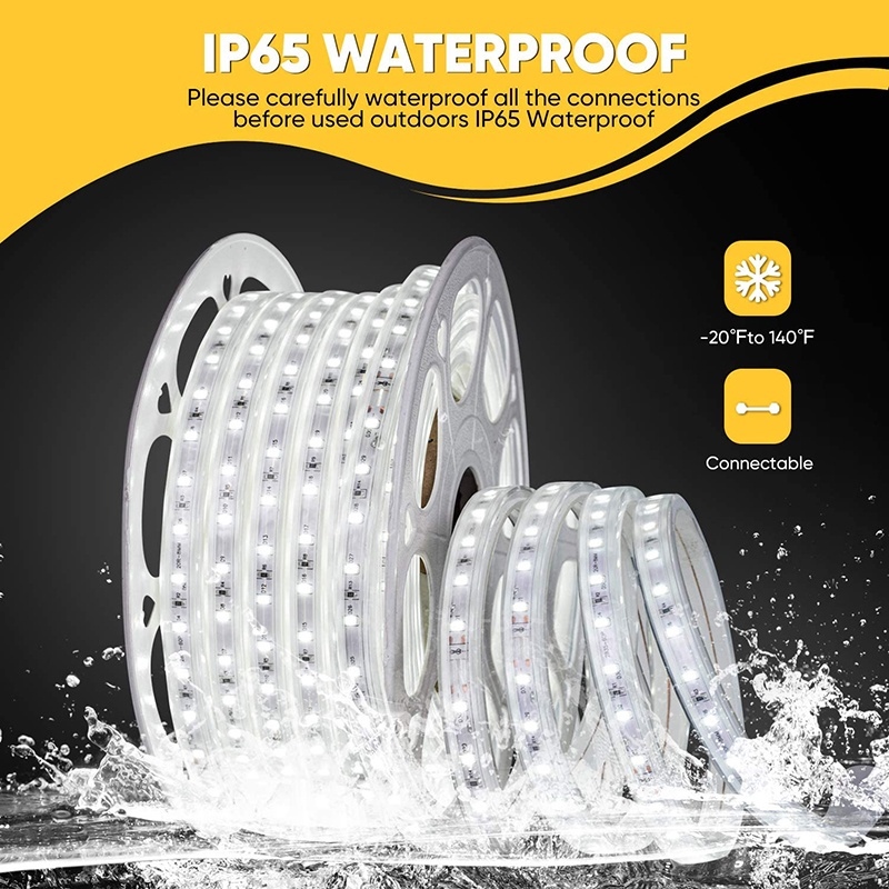 Plug and Play 10M 20M Double Row LED Strip Light White with Plug 220v ...