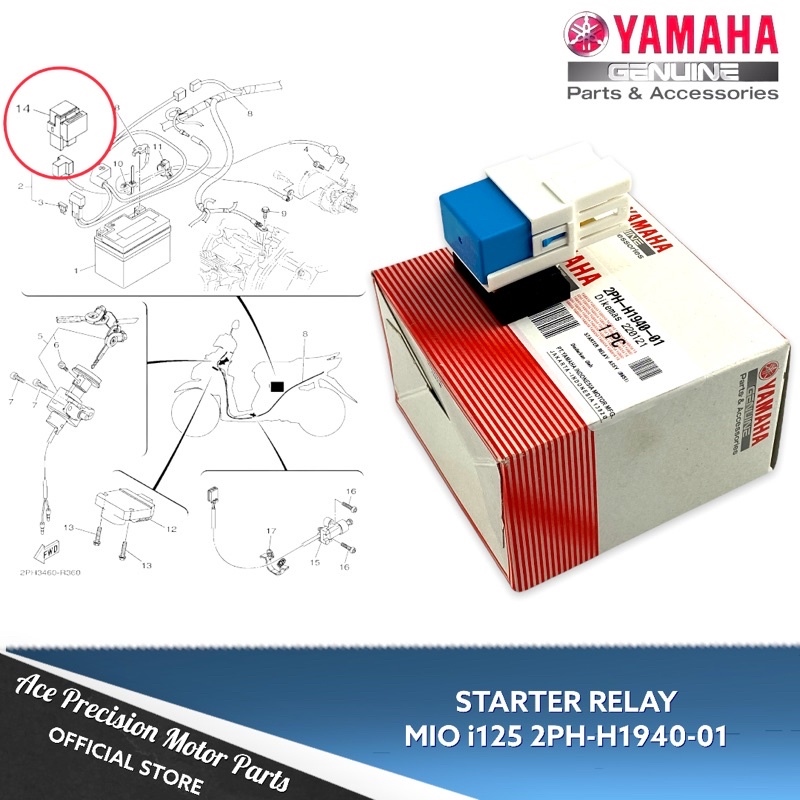 HOT SALE! ♦ STARTER RELAY MIO i125/AEROX V1 2PH-H1940-01 YAMAHA GENUINE ...
