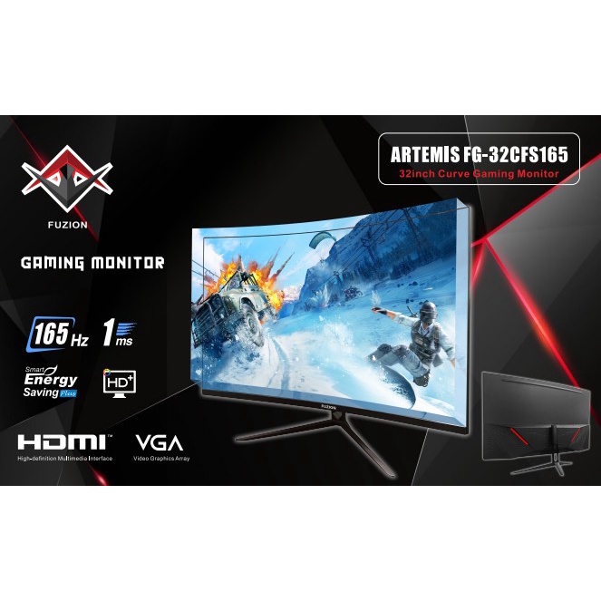 32 inches 165Hz Fuzion Artemis FG-32CFS Monitor Frameless Curved High ...