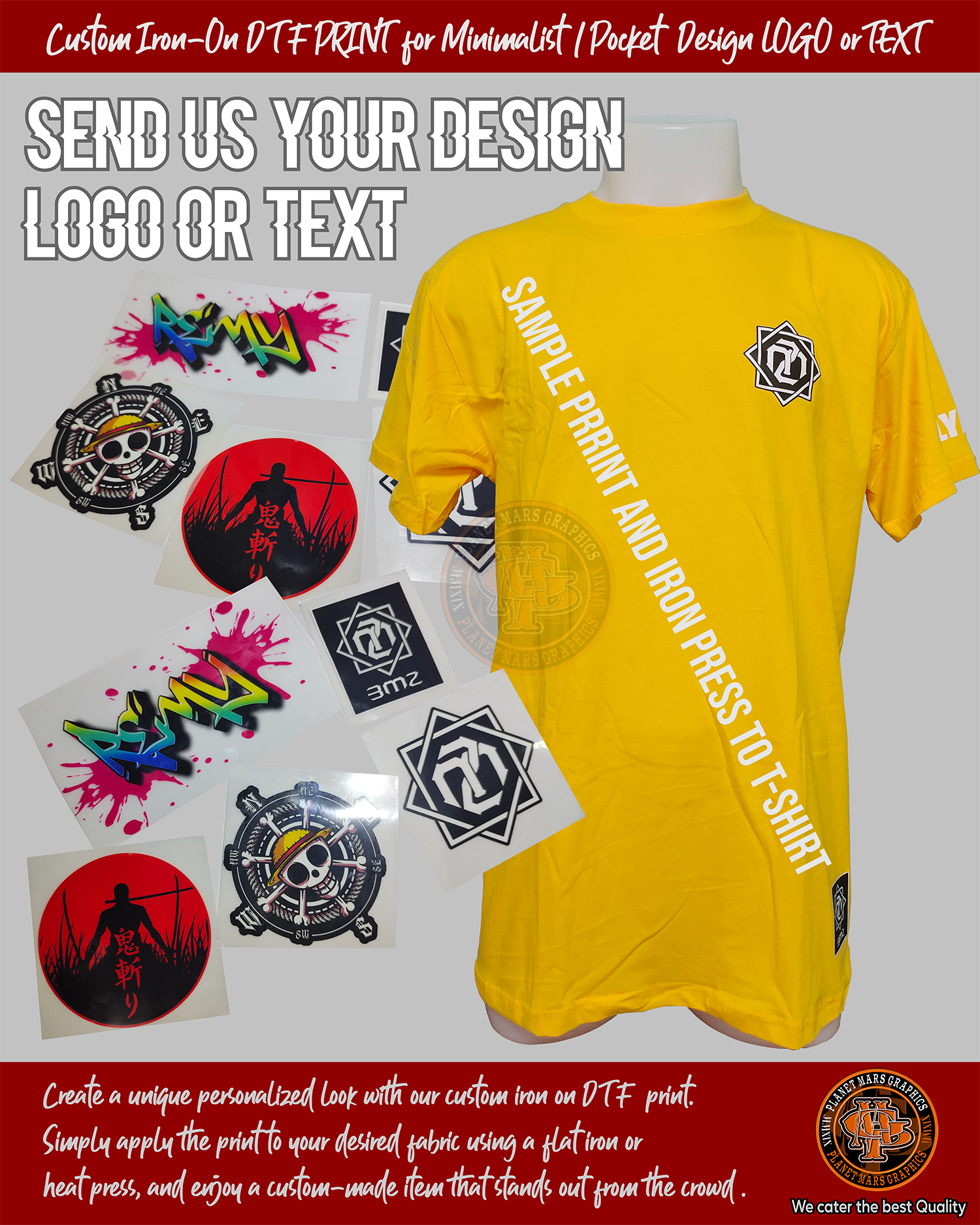 Personalized Custom Iron-On DTF PRINT for Minimalist/Pocket Design Logo ...