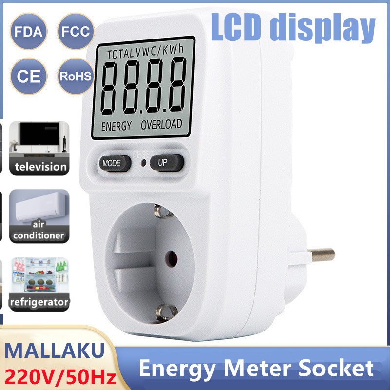 Socket Digital Power Meter Wattmeter Analyzer Electricity Watt Monitor ...