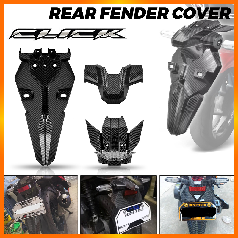 E&M Honda Click Rear Fender Cover Garnish 3 In 1 Set Carbon For V2 & V3 ...