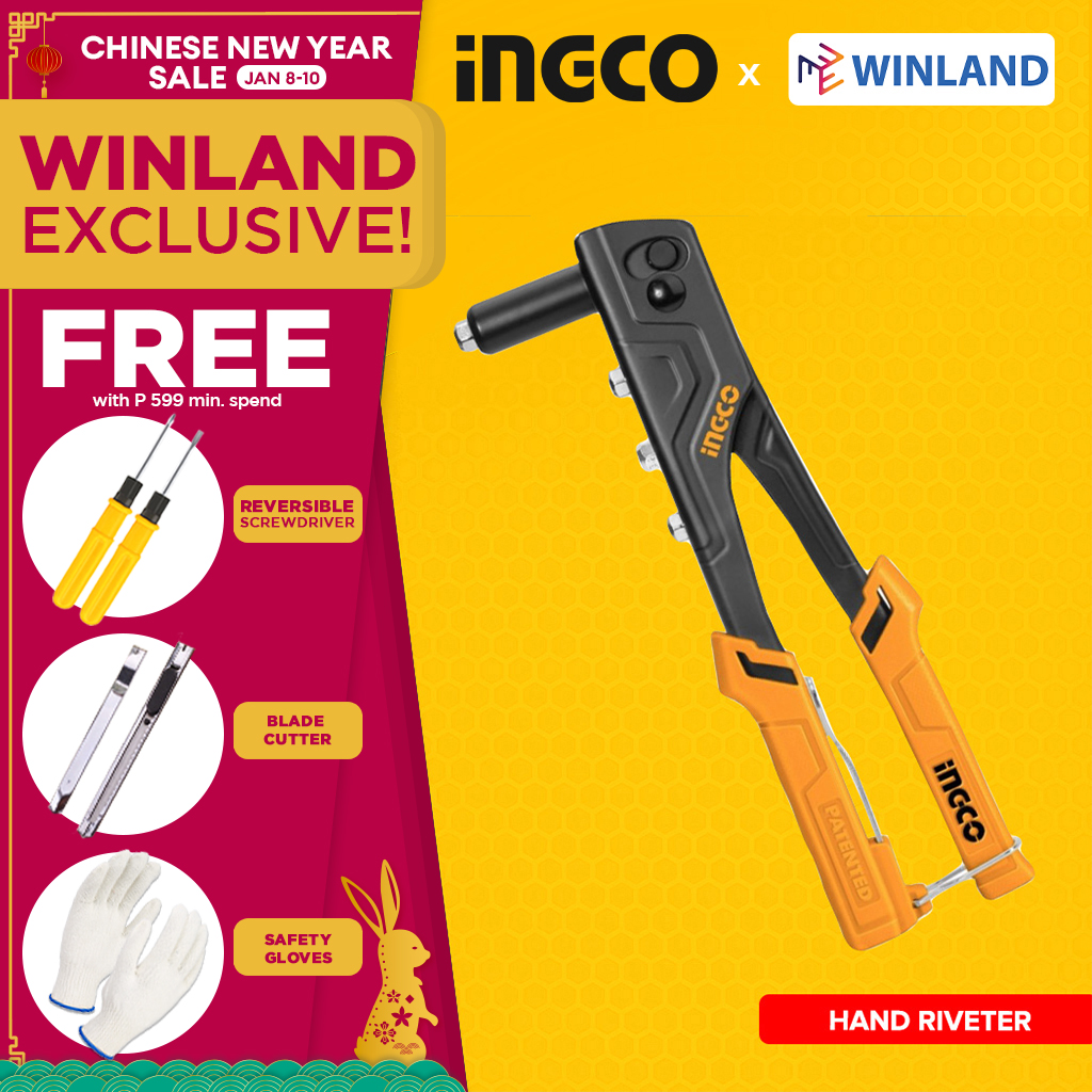INGCO by Winland Heavy Duty Hand Riveter 270mm Rivet Gun (10.5") HRS108 ...