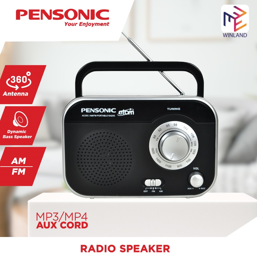 Pensonic by Winland Portable Atom Radio AM/FM Radio (Black) ATOM ...