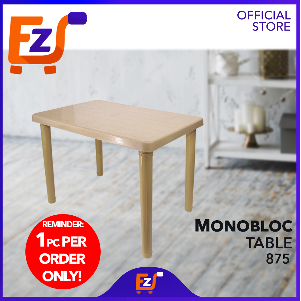Fuson Monobloc Table 24x36'' 4-8 Seater Indoor/Outdoor Dining Table ...