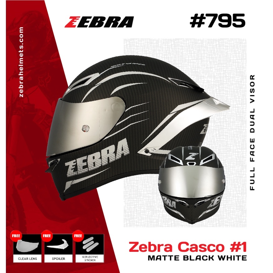 Zebra 795 Men's Full Face Motorcycle Helmet Single Visor Motor With ...