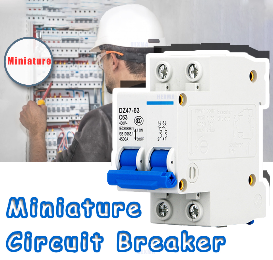 DZ47-63 2P AC Electric Circuit Breaker mcb CE Approved Electric Breaker ...