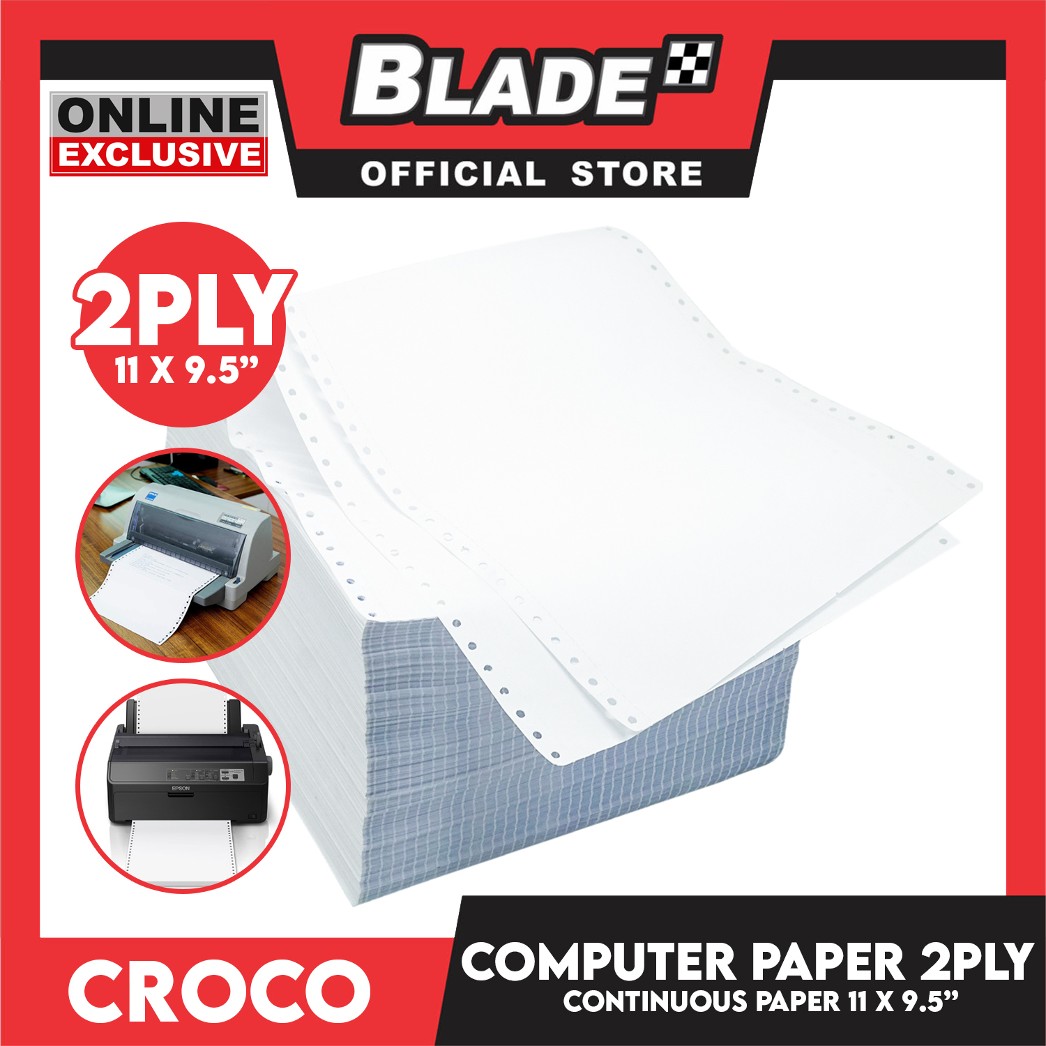 Croco Computer Forms Standard 11x9 1/2'' 1Box (2Ply) Continuous ...