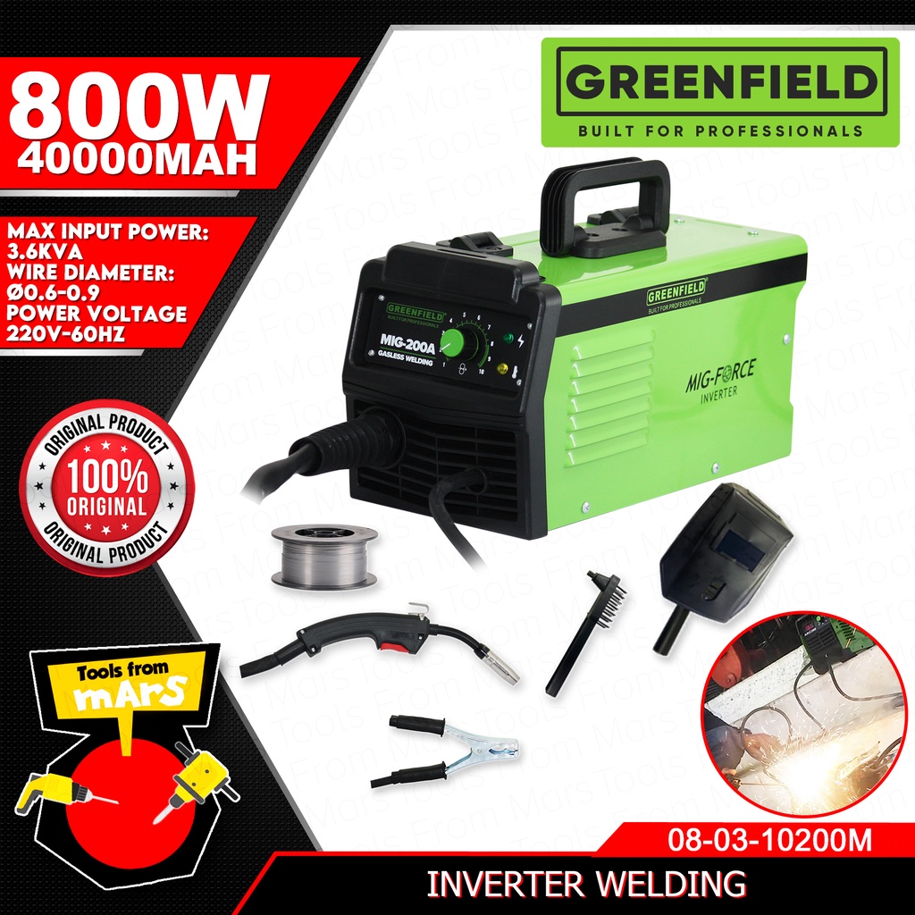 GREENFIELD MIGWELD 200A Gasless Inverter Portable Welding Machine 08-03 ...
