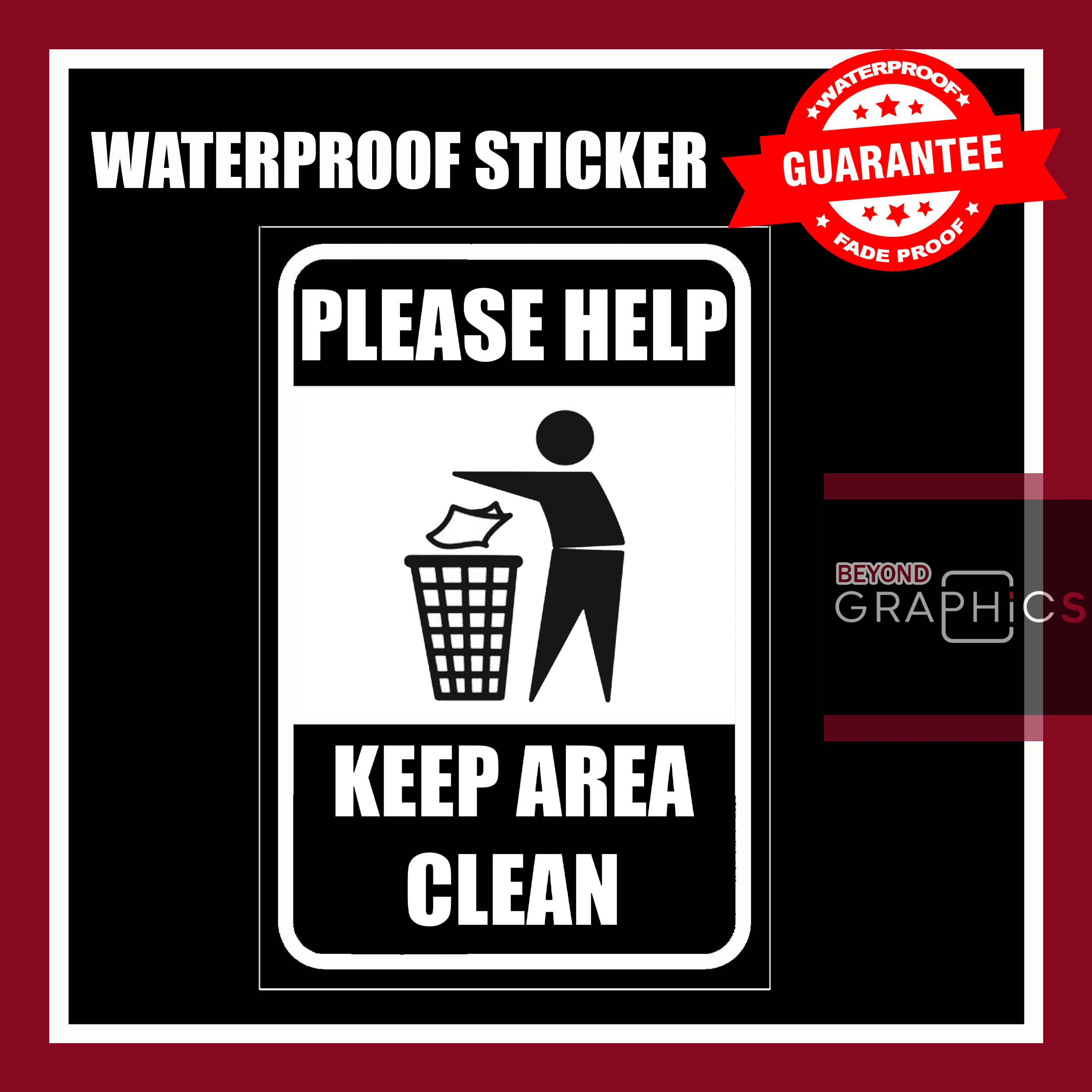 BG Keep Area Clean Sign Laminated PVC Sticker Metal Sheet (5x 7 inches ...