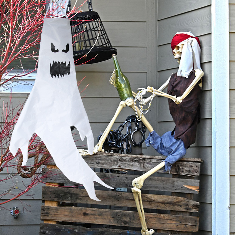Fds Halloween Ghost Windsock LED Lights Hanging Ghost Flag Ornaments ...