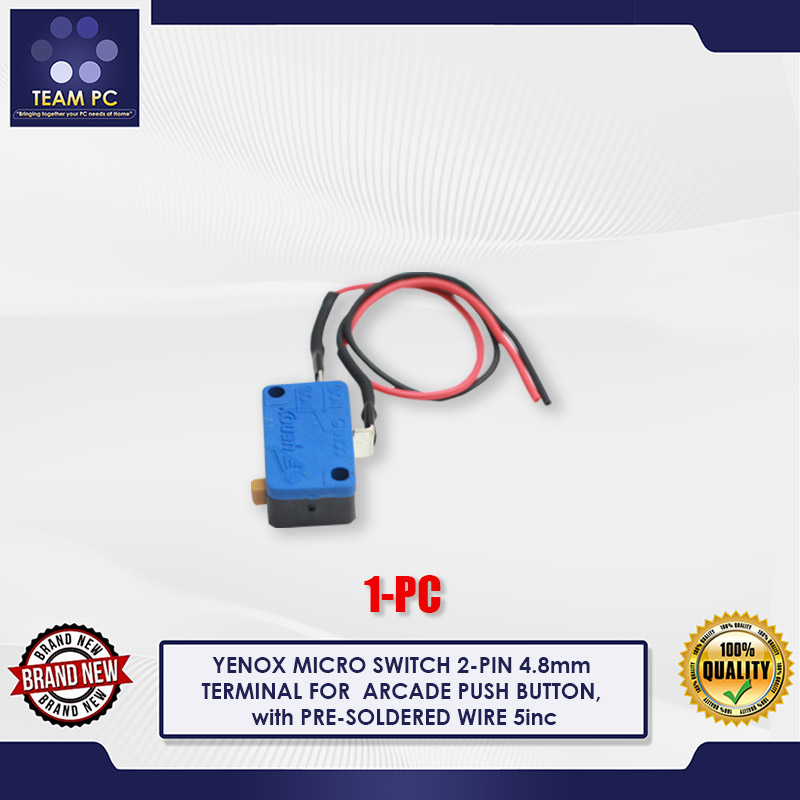 YENOX MICRO SWITCH 2-PIN 4.8mm TERMINAL FOR ARCADE PUSH BUTTON, with ...