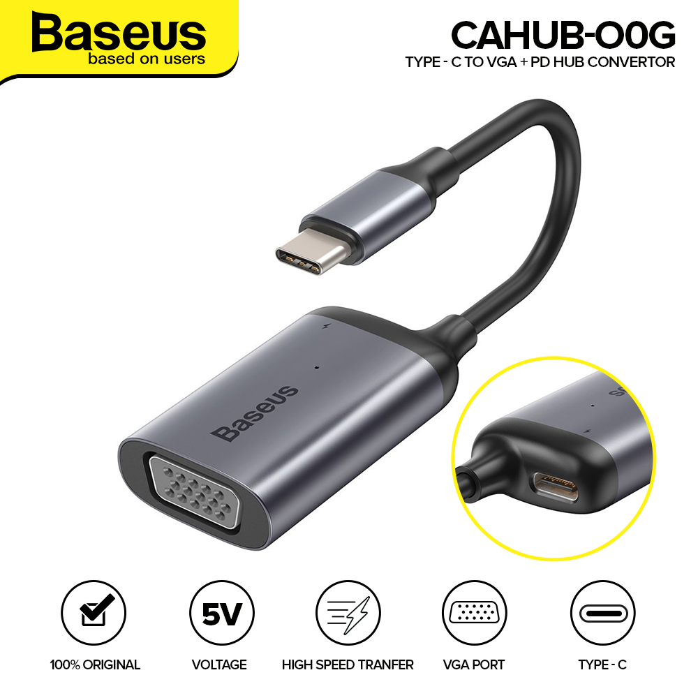 BASEUS Enjoyment Series Type-C to VGA + PD HUB Convertor | Lazada PH