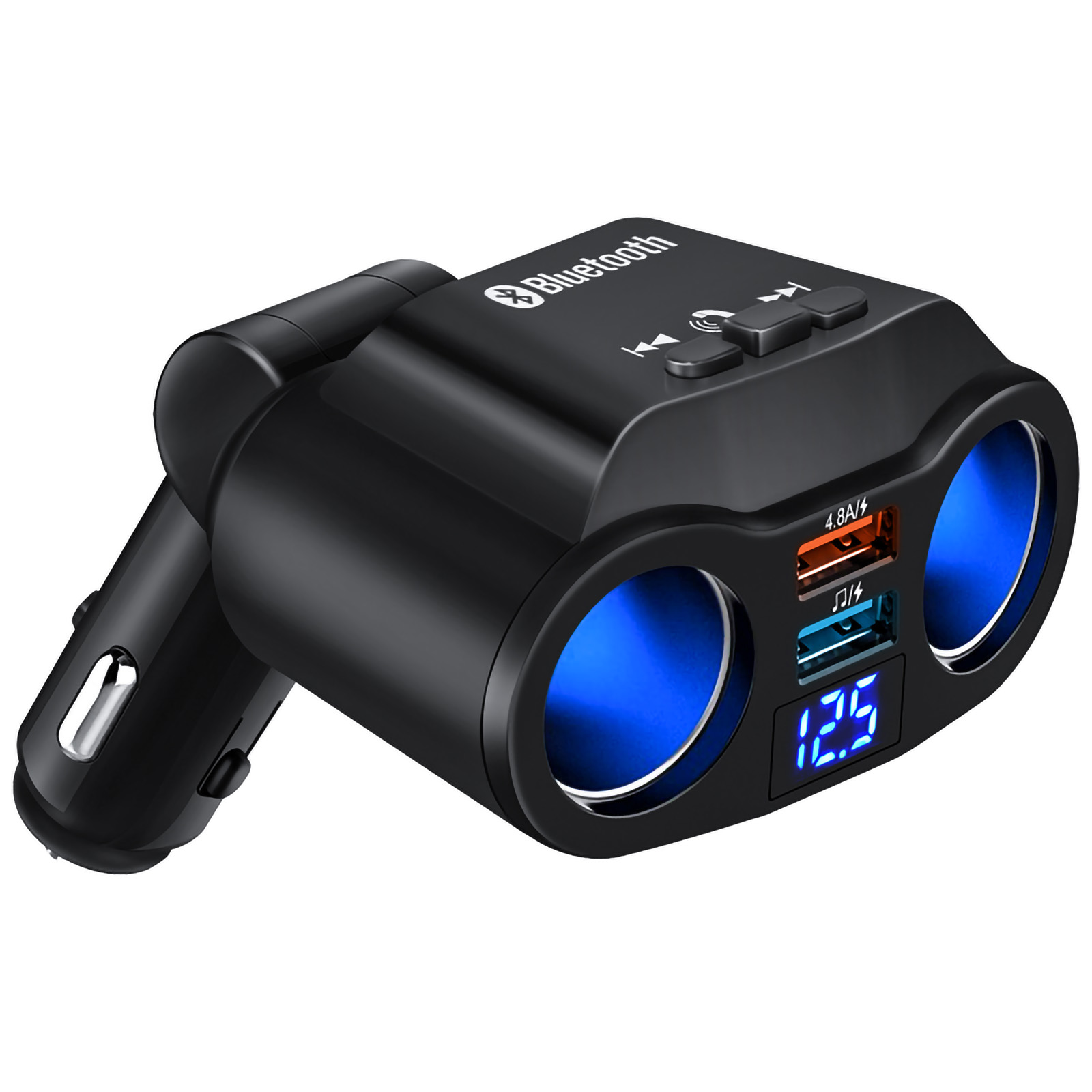 LED Car Charger 24V 4.8A Digital Display Dual USB Charger 2-Way Car ...
