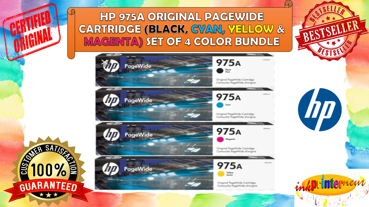 HP 975A ORIGINAL PAGEWIDE CARTRIDGE (BLACK, CYAN, YELLOW & MAGENTA) SET ...