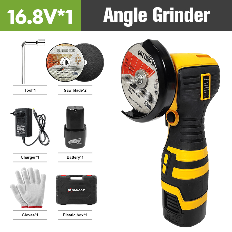 IRONHOOF Cordless Angle Grinder Mini Angle Grinder multifunctional with ...