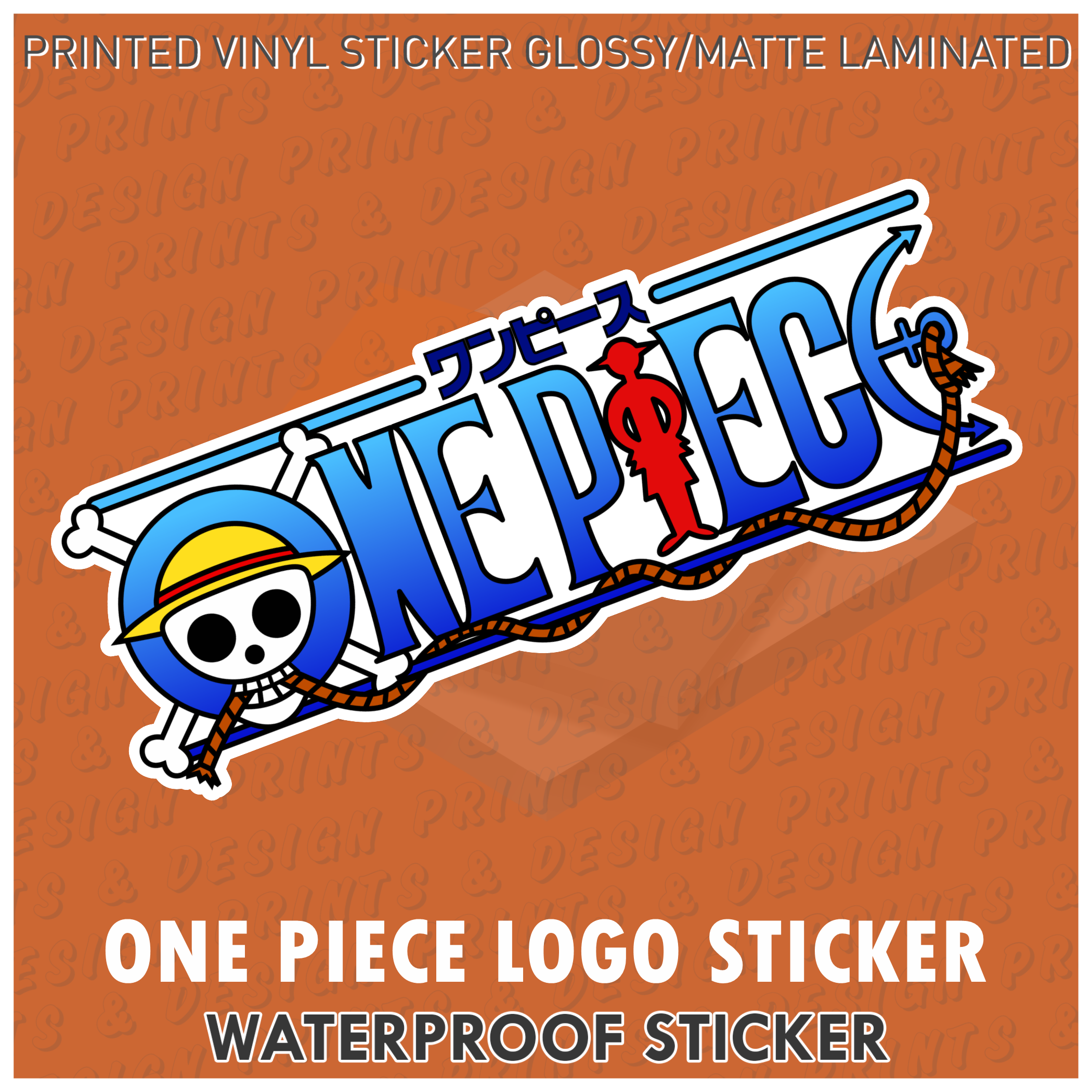 One Piece Logo Sticker Waterproof Laminated for Tumbler, Laptop ...