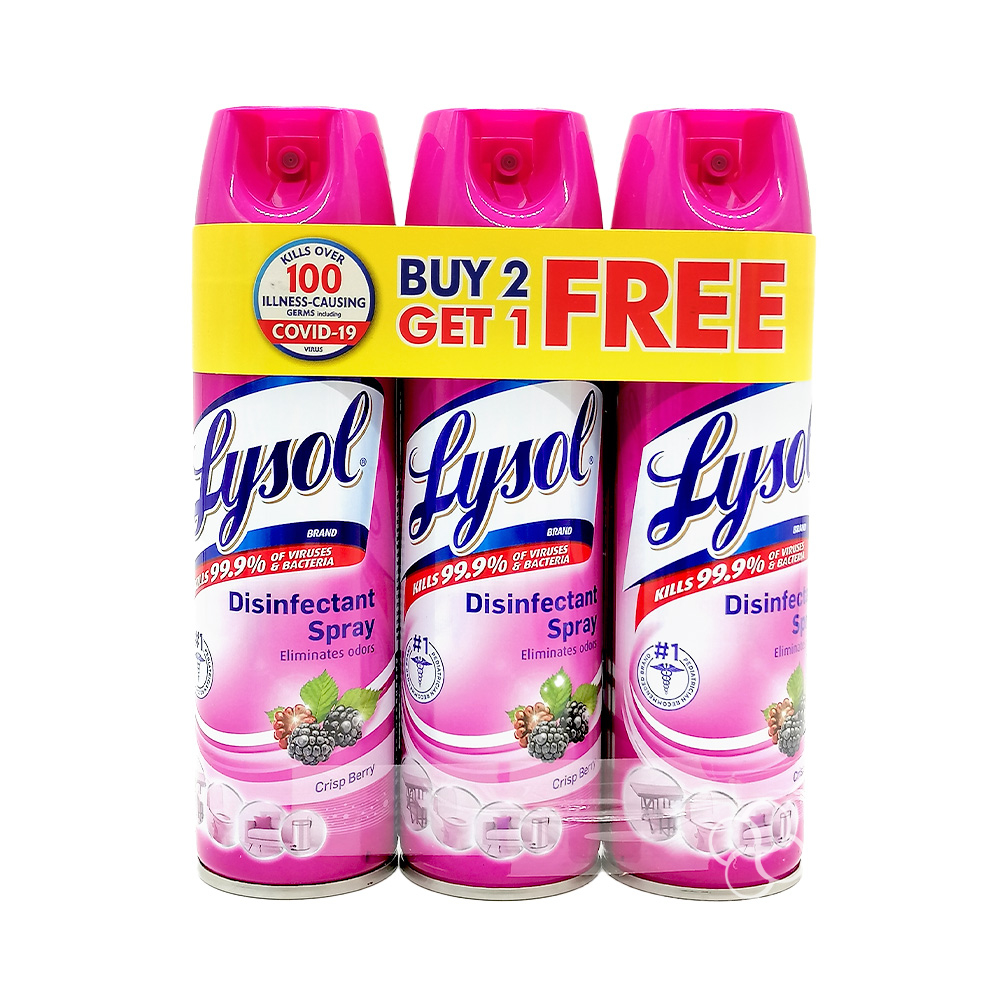 Lysol Crisp Berry Disinfectant Spray 170g 2+1 Promo Pack | Lazada PH