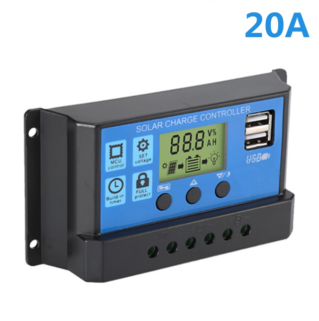 10A 20A 30A Auto Regulate PWM Solar Charge Controller 12V/24V Battery ...