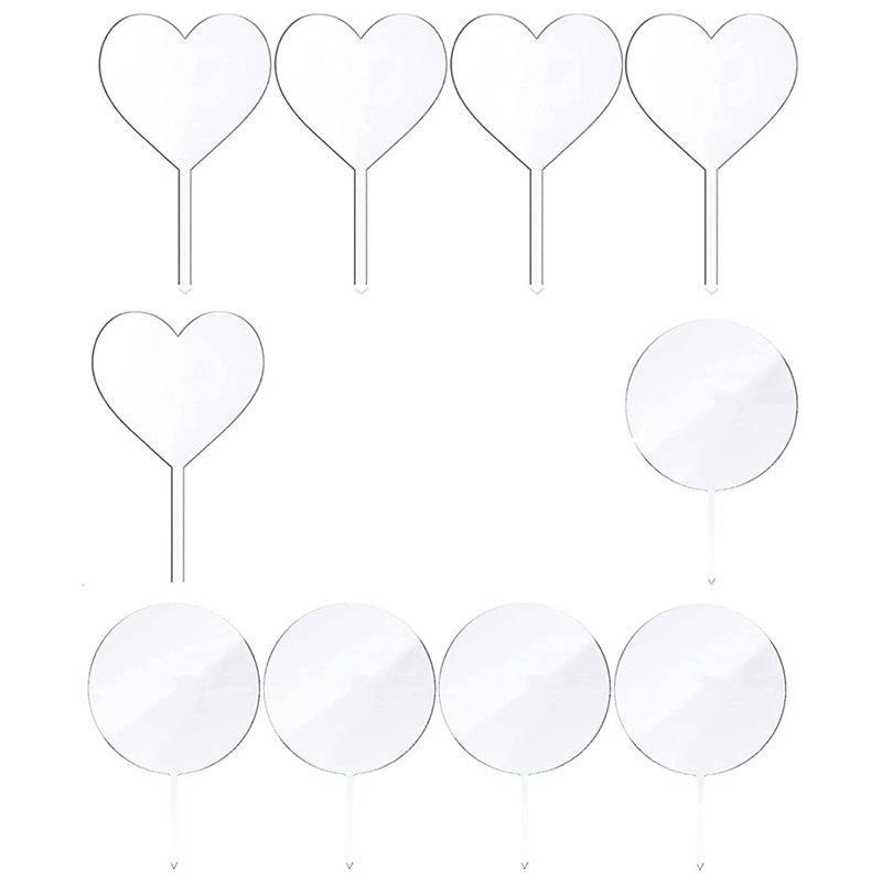 Blank Acrylic Cake Toppers,Clear Circle Heart DIY Birthday Cake Topper ...