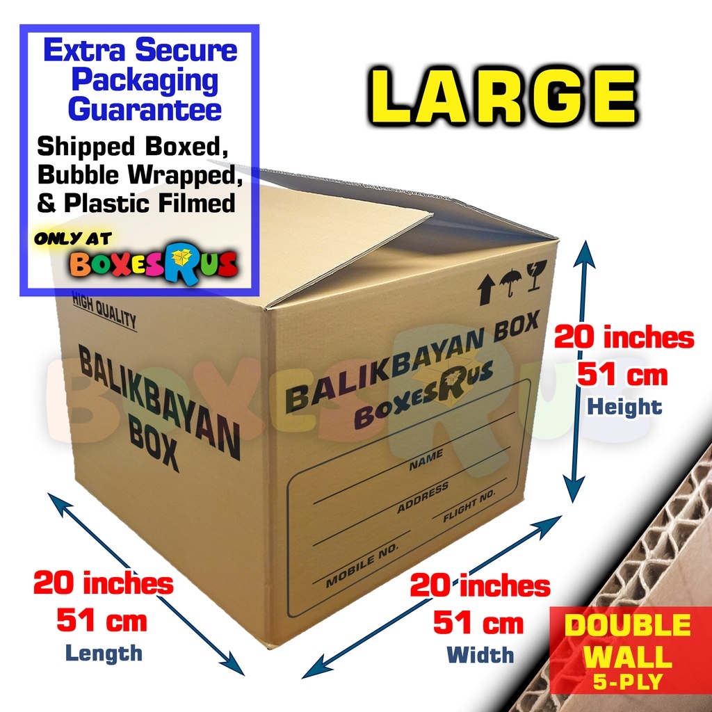 Gift1 Plain or Printed Balikbayan Box Large 20x20x20 inches Heavy Duty ...