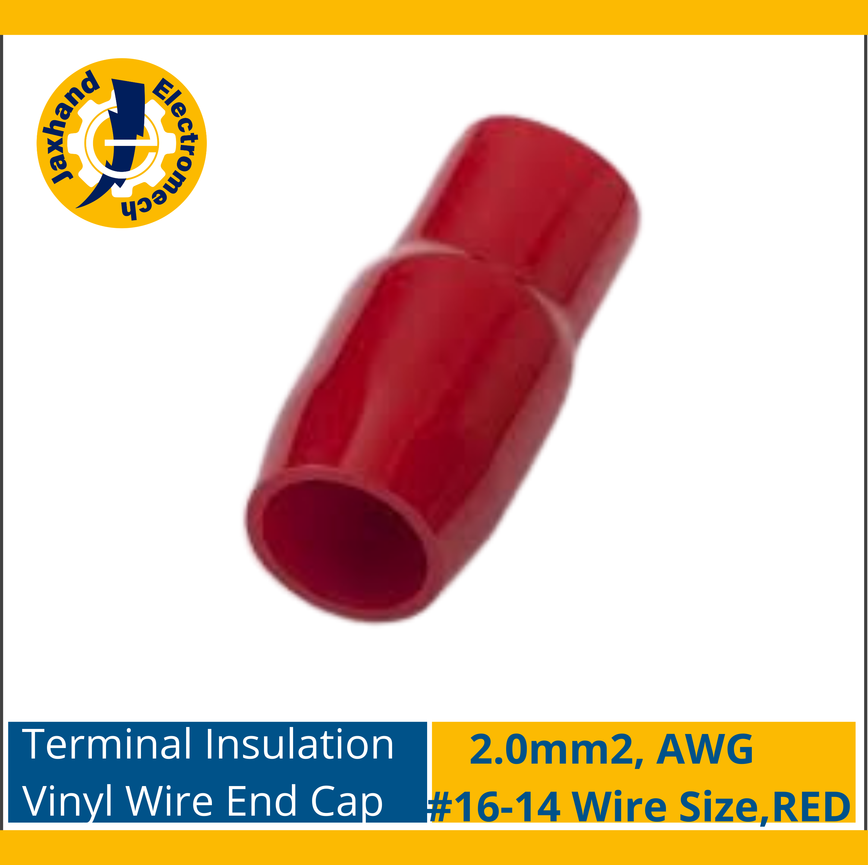 Terminal Insulation Vinyl Wire End Cap Red 2.0mm2, AWG #16 - #14 Wire ...