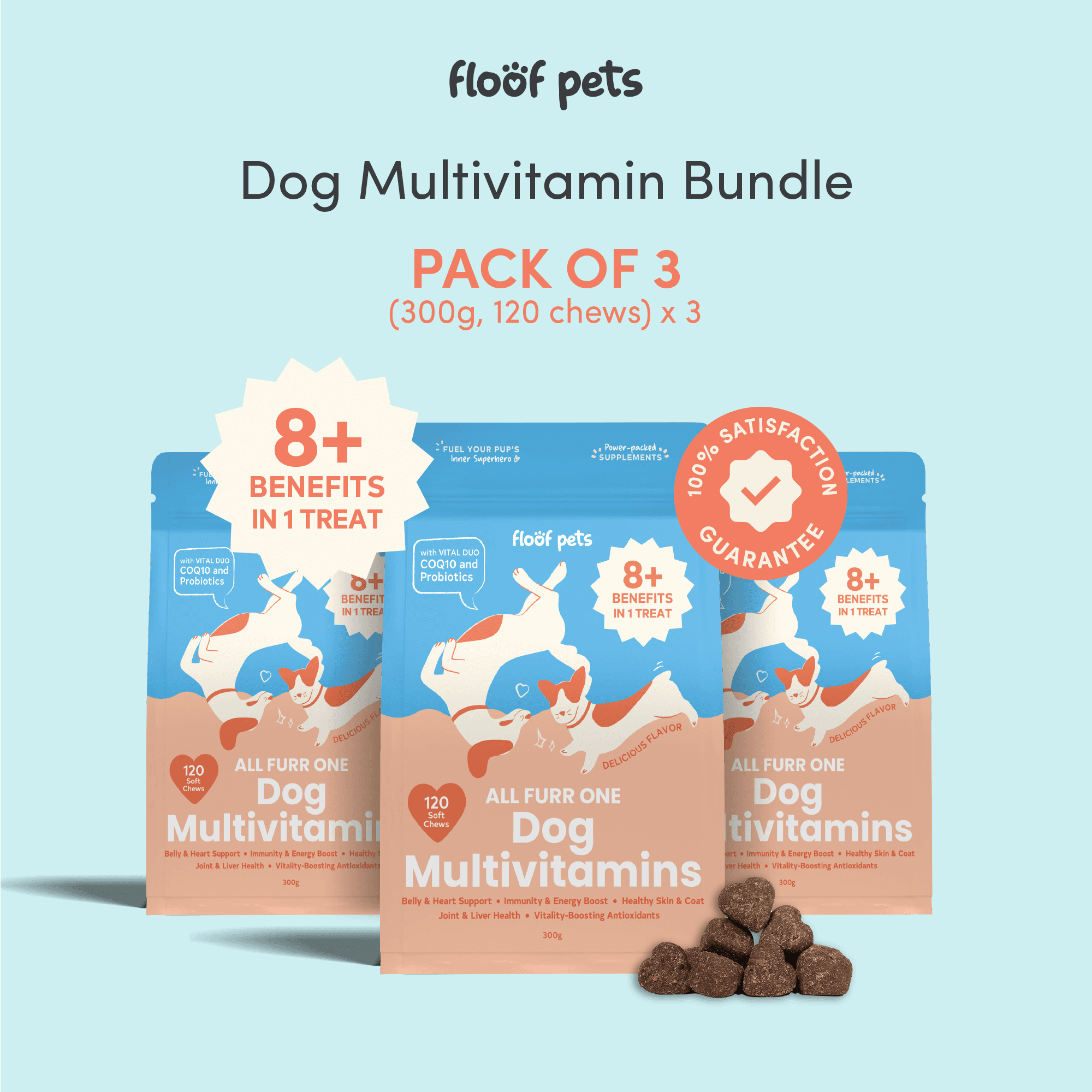 Floof Pets 8 in 1 Dog Multivitamin Treat 300g with Probiotics (Pets ...