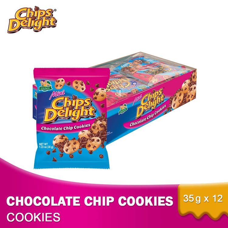 Chips Delight Mini Chocolate Chip Cookies Original 35g (Pack of 12 ...