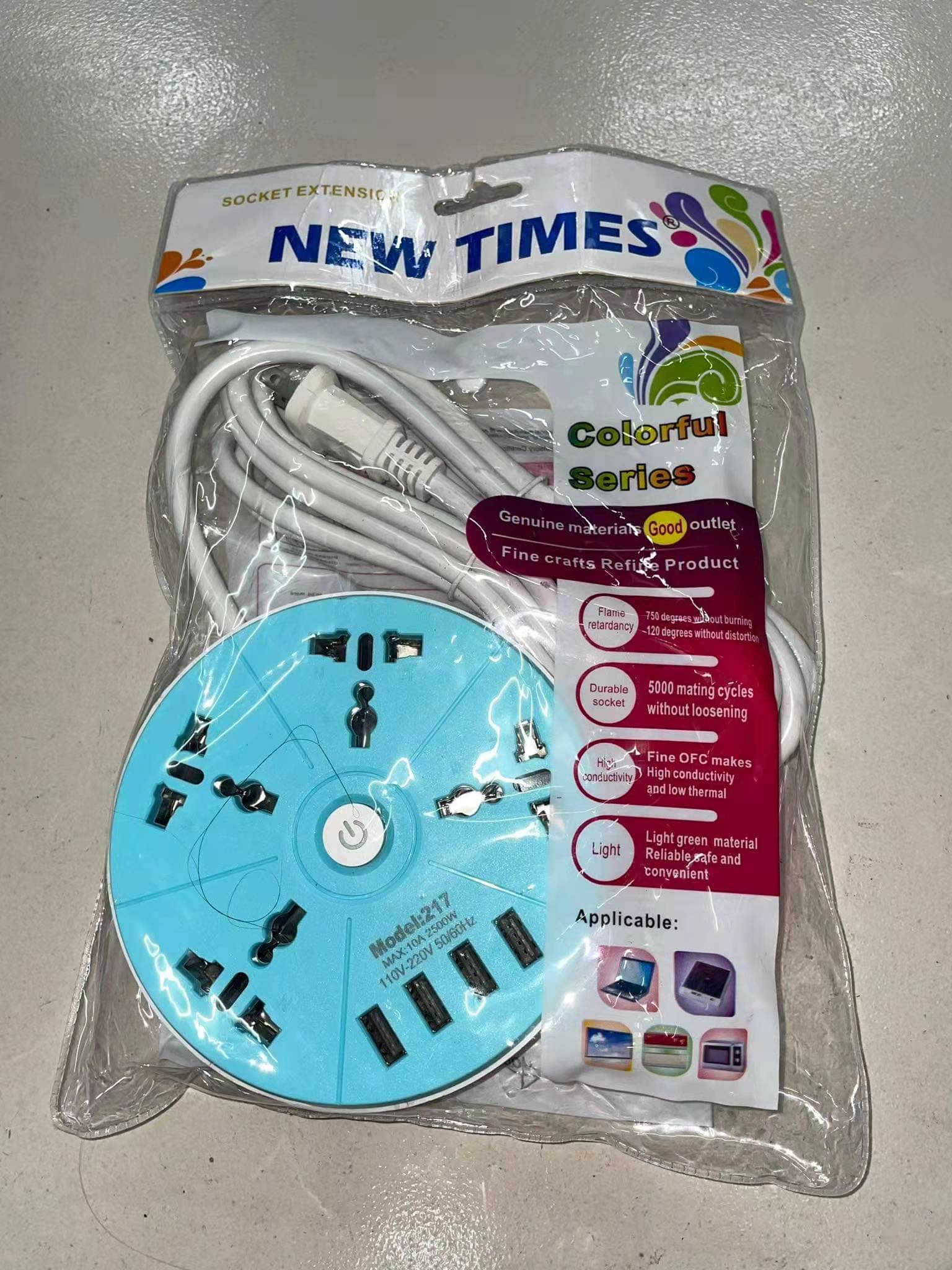 goodmobile Round Power Socket with 4 Usb Plug in 3 Meter long line ...